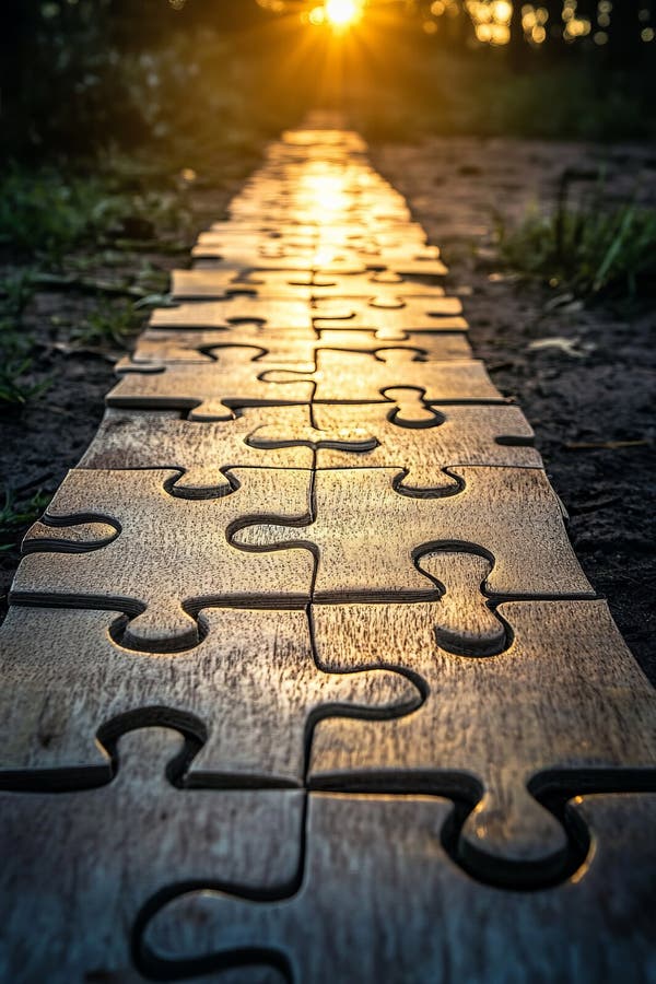 A Path Made of Wood Puzzle Pieces Stock Illustration - Illustration of ...