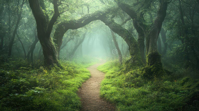 Path through a Magic Forest Created with Generative AI. Mysterious ...