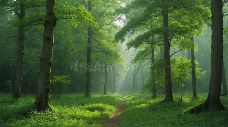 Path Meandering through Lush Green Forest Stock Illustration ...