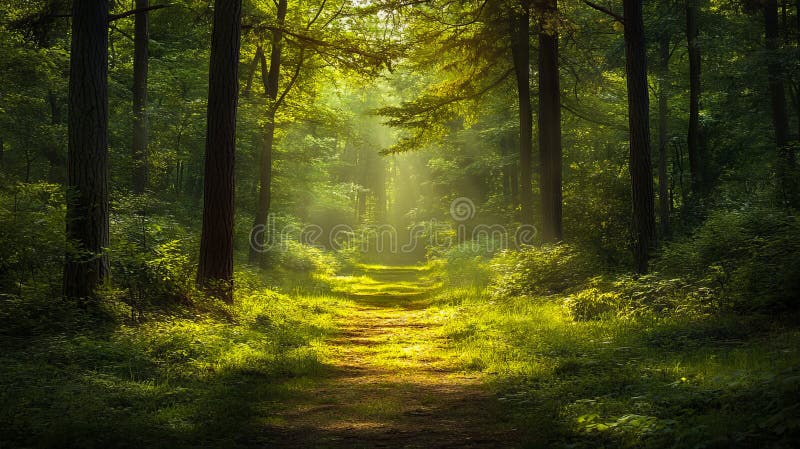 A Path in the Middle of a Lush Green Forest Stock Photo - Image of ...