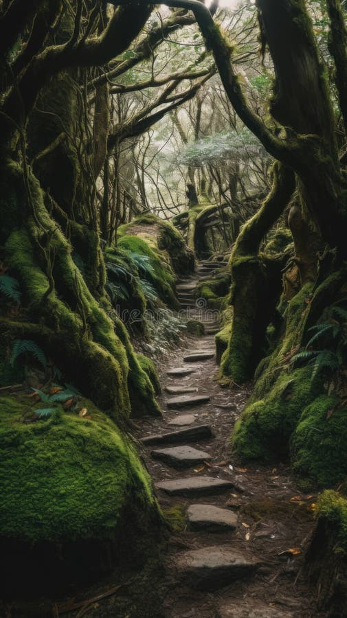 A Path in the Middle of a Lush Green Forest. Generative AI Image. Stock ...
