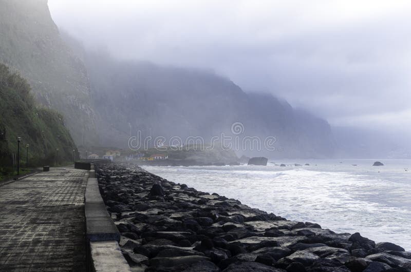 Path between the Mountain and the Ocean Shore Stock Image - Image of ...