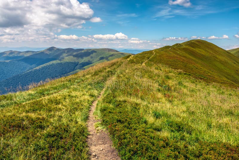 Path through the Mountain Ridge Stock Image - Image of grass, scenery ...