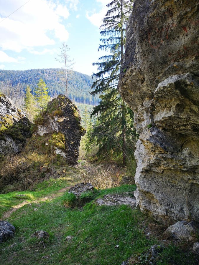 Path between Mountain Rocks Stock Image - Image of nature, landscape ...