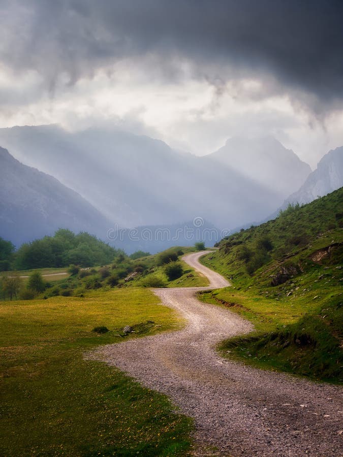 Path in the Mountains at Sunset Stock Image - Image of country, grass ...