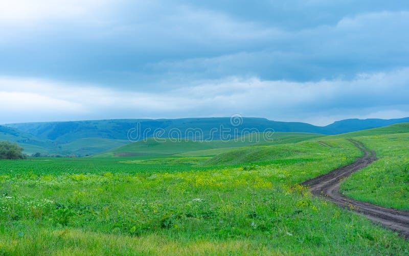 The Path in the Mountains Goes Beyond the Horizon Stock Image - Image ...