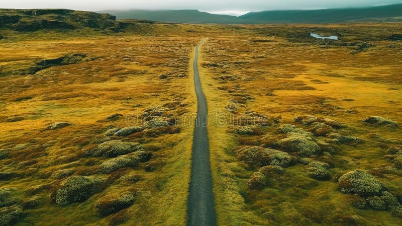 Path in the Mountains, View from Above, Generative AI. Stock ...