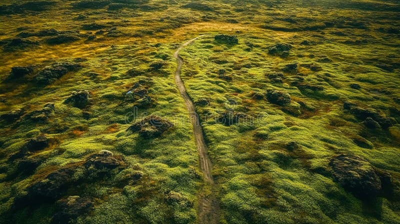 Path in the Mountains, View from Above, Generative AI. Stock ...