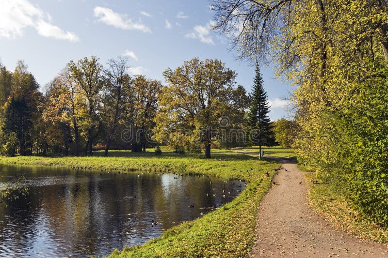 Path near pond stock image. Image of reflections, alley - 11370925