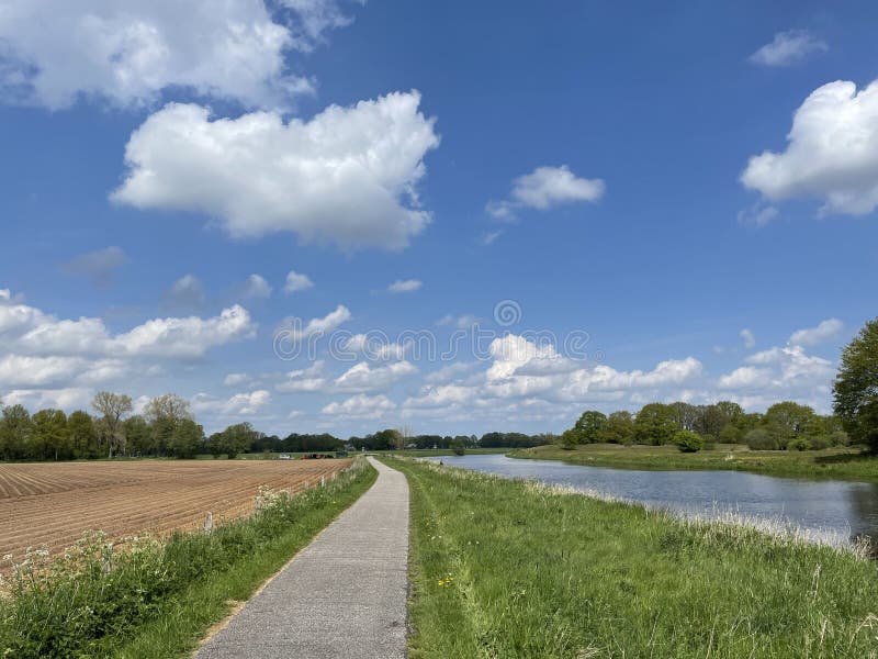 Path Next To the River Vechte Around Rheeze Stock Image - Image of ...