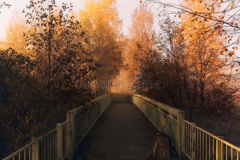 Old Bridge in Autumn Weather Stock Image - Image of tree, bridge: 111507363
