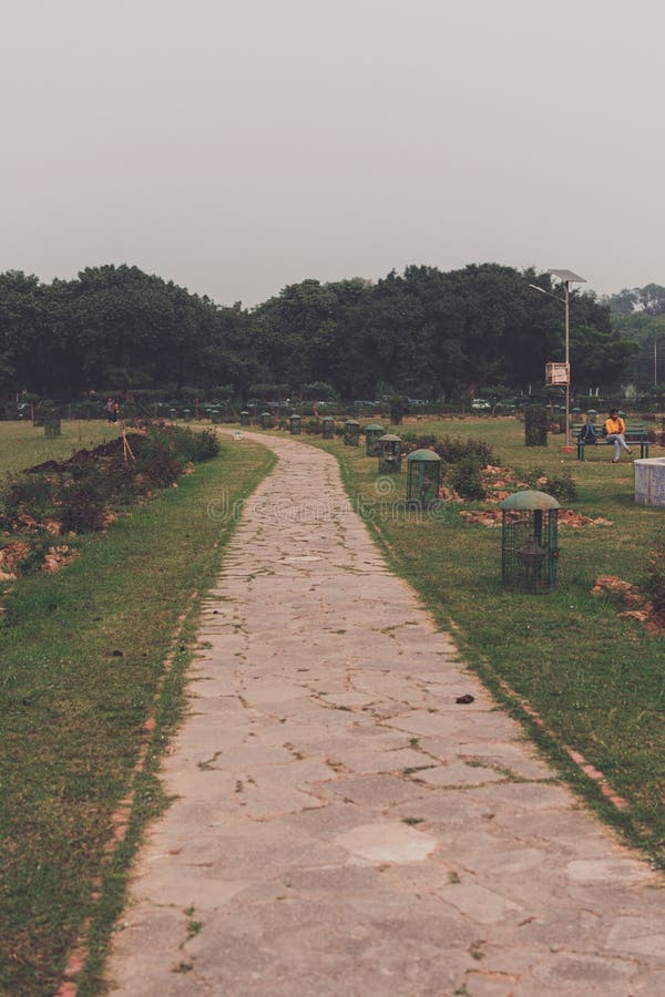 Path in the Park - Empty Pathway in the Park - Leading Lines Stock ...