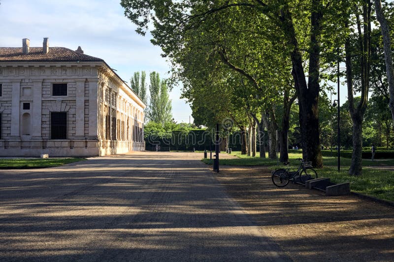 Path in a Park Next To a Palace in an Italian Town at Sunset Stock ...