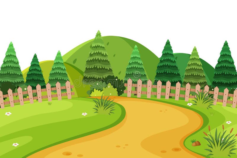 Path in park scene stock vector. Illustration of scene - 149494407