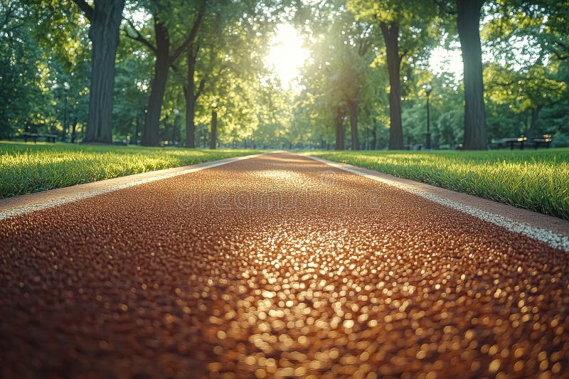 Path in a Park with a Sun Shining through the Trees. Stock Image ...
