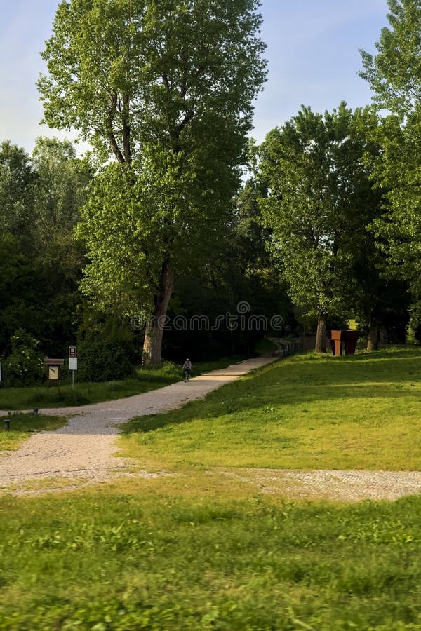 Path in a Park at Sunset Seen from Above Stock Photo - Image of park ...