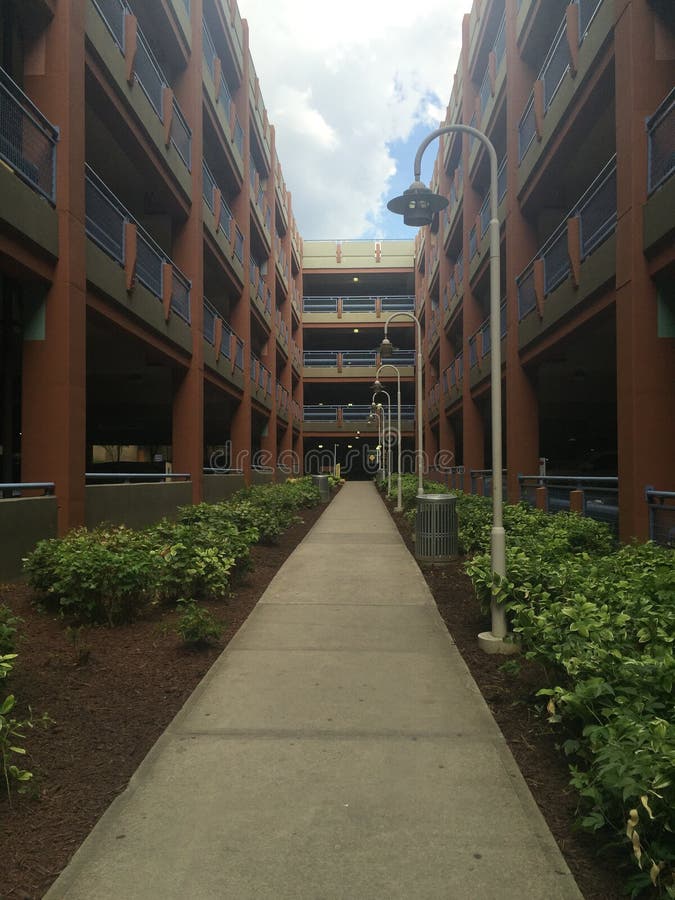The Path between Parking Buildings Stock Image - Image of parking ...