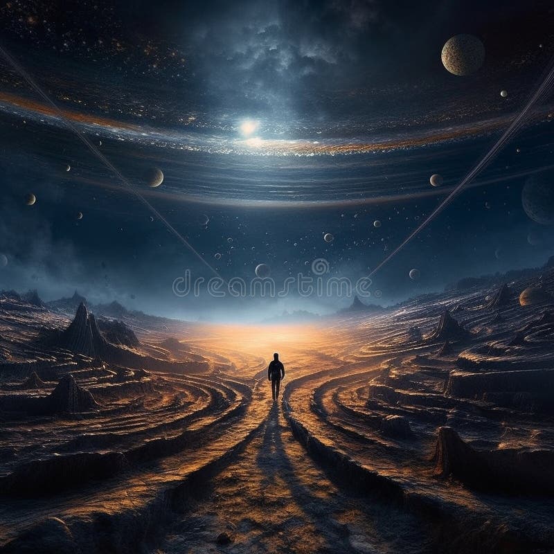A Path Passing through Unknown Worlds Stock Illustration - Illustration ...