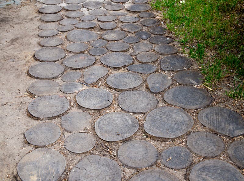 Path Paved with a Natural Stone in a Autumn Garden. the Inner Yard is ...