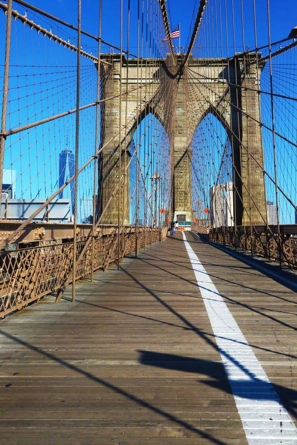 Path for Pedestrians on Brooklyn Bridge Stock Photo - Image of footpath ...