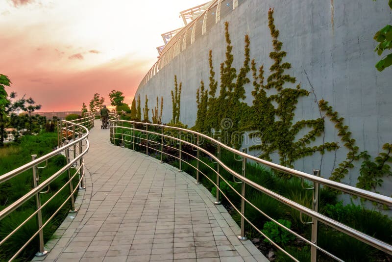 Path for Pedestrians with a Stroller in the Park Area Stock Image ...