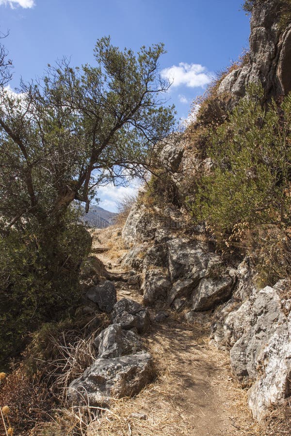 Path from Polyrenia, Crete, Greece Stock Image - Image of dorian ...