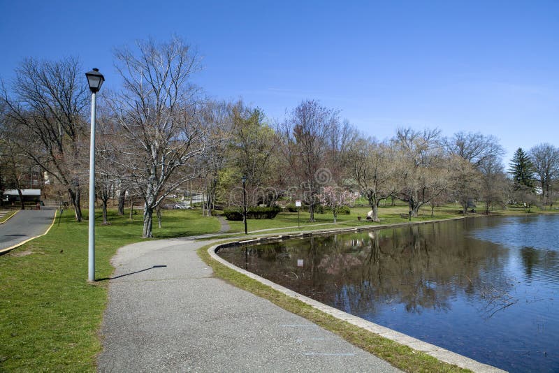 The Path at the Pond stock image. Image of america, landscape - 71586099