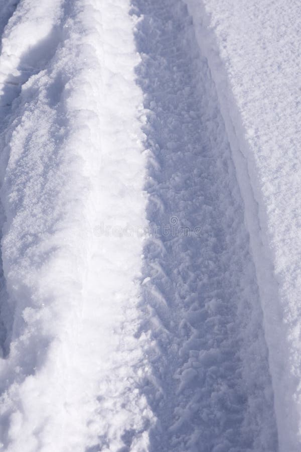 The Path of Prints on a White Snowdrift Sparkling from the Sun, a ...