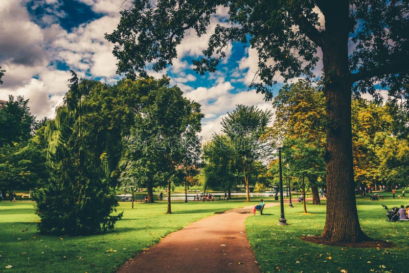 Path through the Public Garden in Boston, Massachusetts. Stock Photo ...