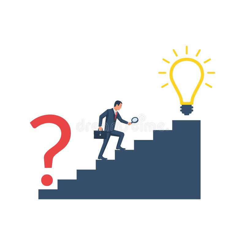 Path from a Question To an Idea. Businessman is Looking for a Solution ... Path from a Question To an Idea. Businessman is Looking for a Solution ...