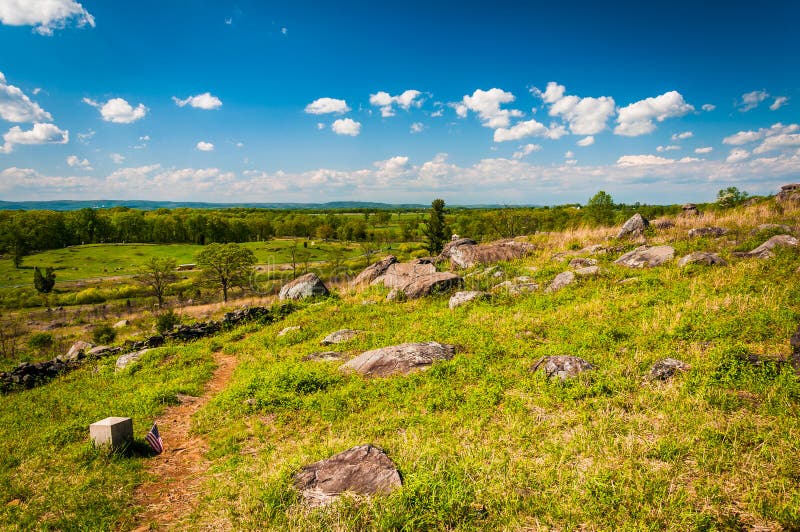Path and Rocks on Little Round Top, in Gettysburg, Pennsylvania. Stock ...