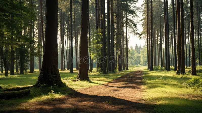 Path row of trees stock illustration. Illustration of alignment - 361654963