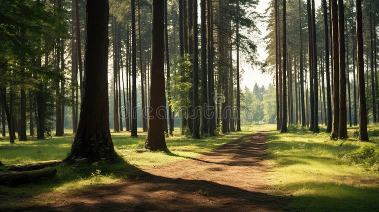 Path row of trees stock illustration. Illustration of alignment - 361654963