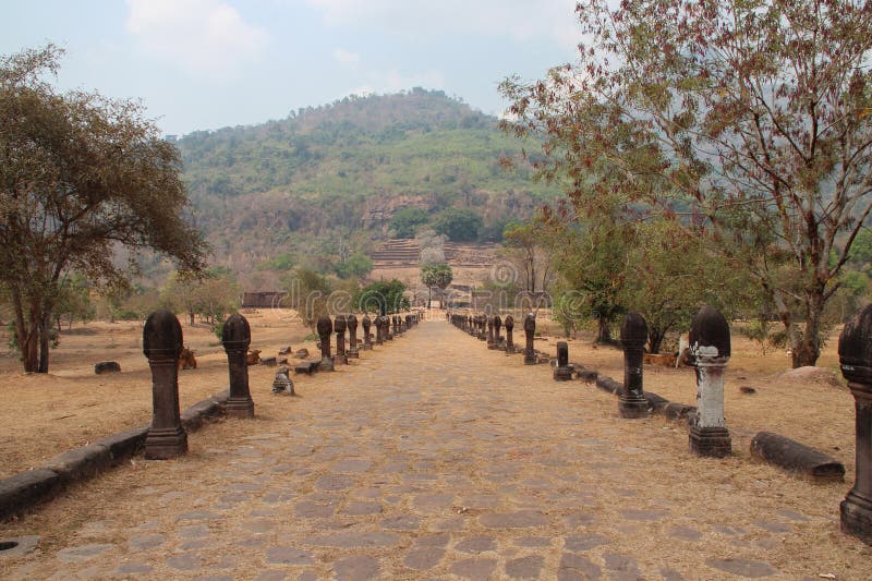 Path at a Ruined Khmer Hindu Temple Complex (vat Phou or Vat Phu ...