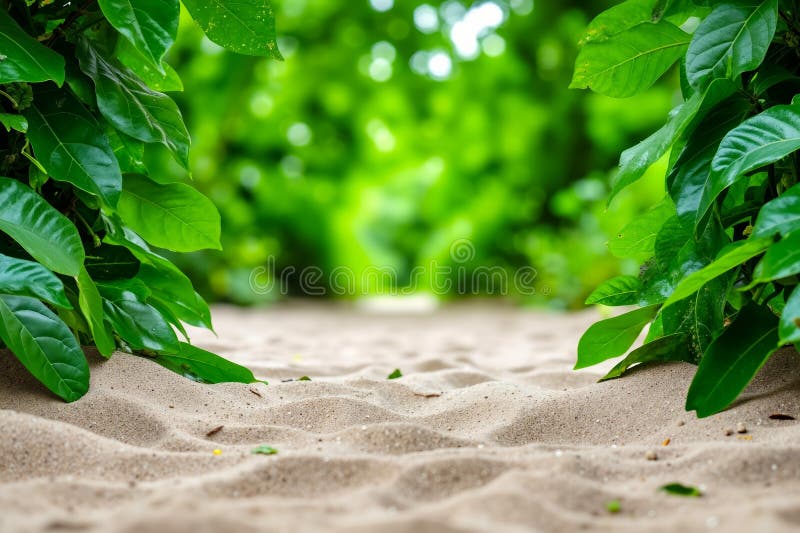 A Path through the Sand with Green Leaves on it Stock Photo - Image of ...
