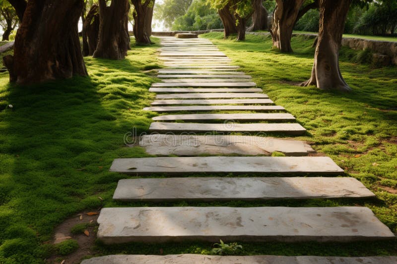 Path of Serenity a Walkway Surrounded by Lush Green Grass Stock ...
