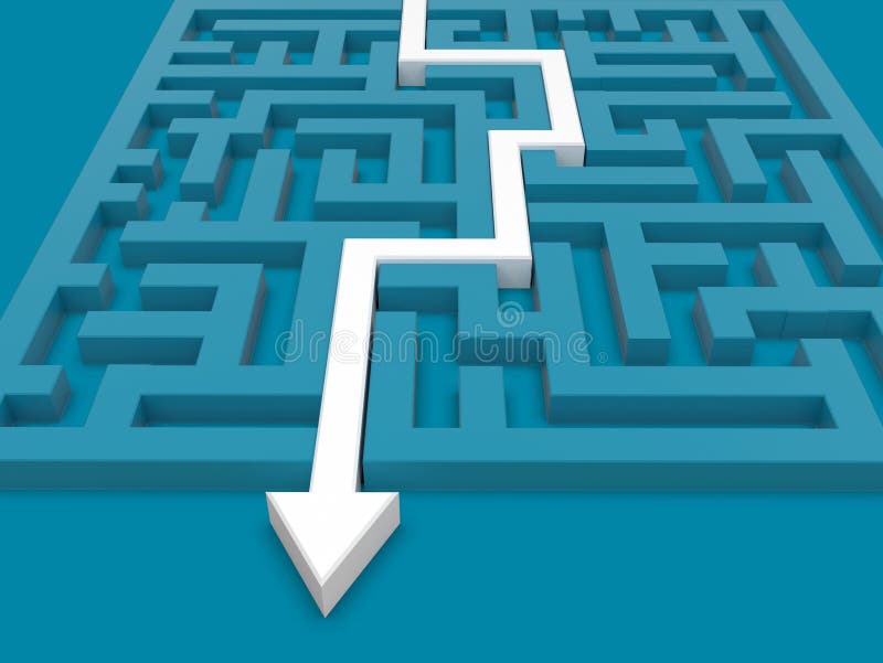 Golden Path Showing The Way Out Of The Maze Stock Photo - Image of ...