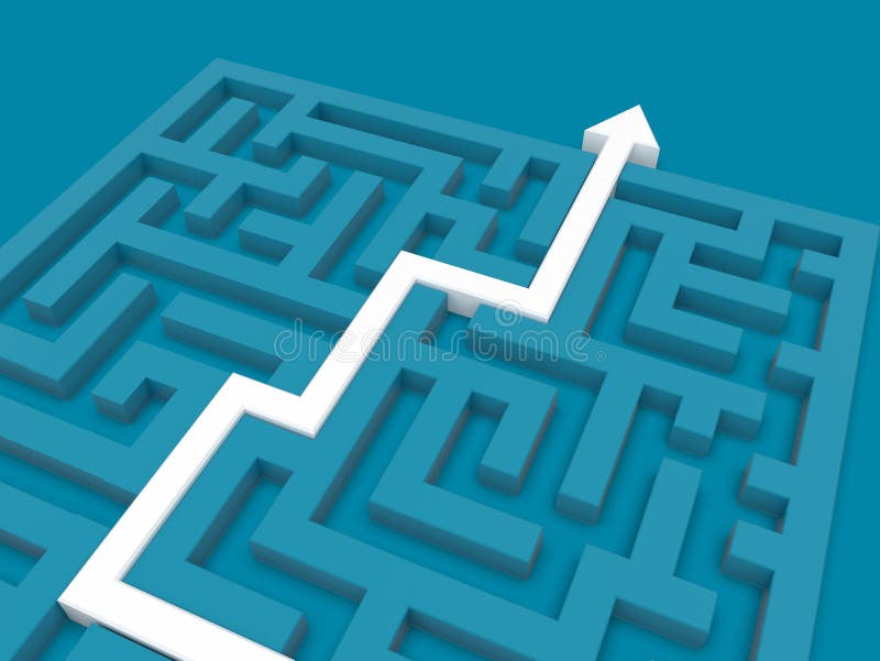 Golden Path Showing the Way Out of the Maze Stock Photo - Image of ...