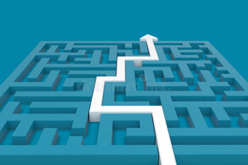 Path Showing the Direction Out of a Blue Maze Stock Illustration ...