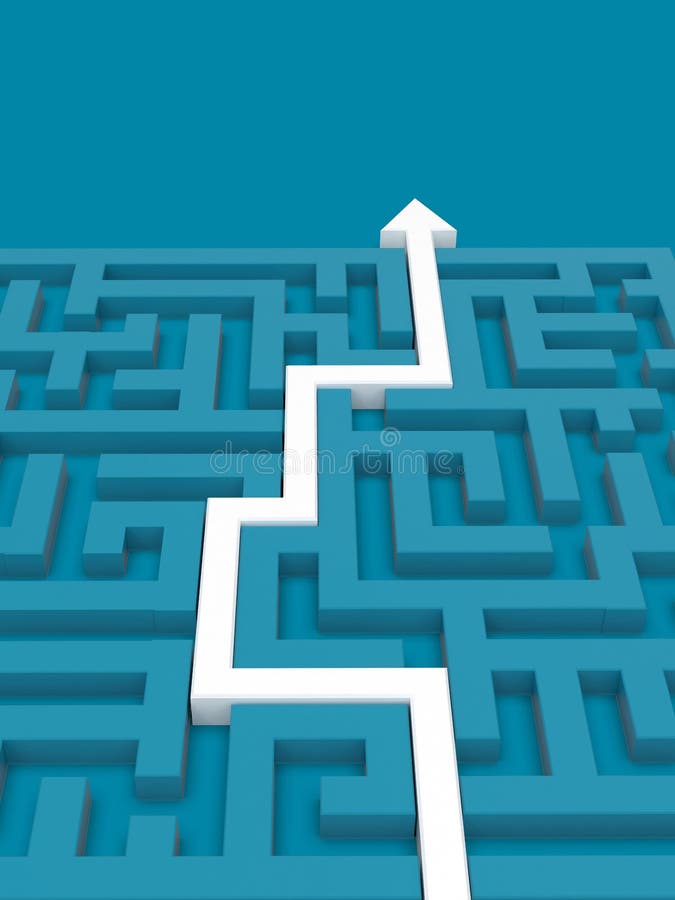 Path Showing the Direction Out of a Blue Maze Stock Illustration ...