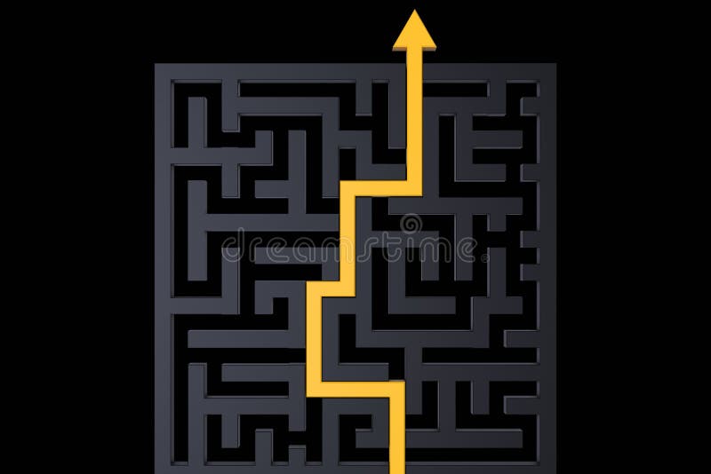 Golden Path Showing the Way Out of the Maze Stock Photo - Image of ...