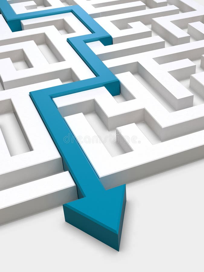 Path Showing the Direction Out of a White Maze Stock Illustration ...