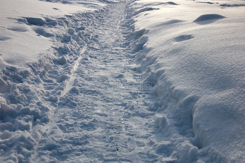 Path on the snow stock image. Image of cold, snowdrifts - 17931643