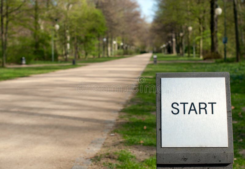 Path with start sign stock photo. Image of away, trees - 24381374