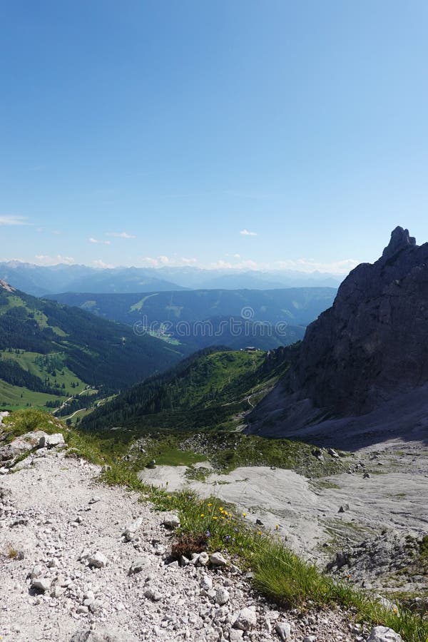 A Path through Steigl Pass in the Austrian Alps Stock Photo - Image of ...