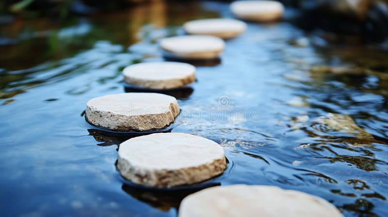 Path of Stepping Stones Across a Tranquil Stream in a Natural Setting ...
