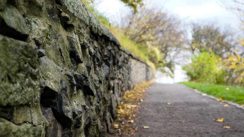 A path with stone wall stock photo. Image of united - 105992564