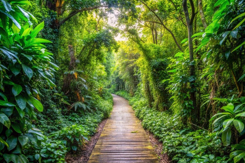 A Path Stretching through Dense Vegetation on Either Side Stock ...