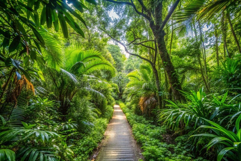 A Path Stretching through Dense Vegetation on Either Side Stock ...