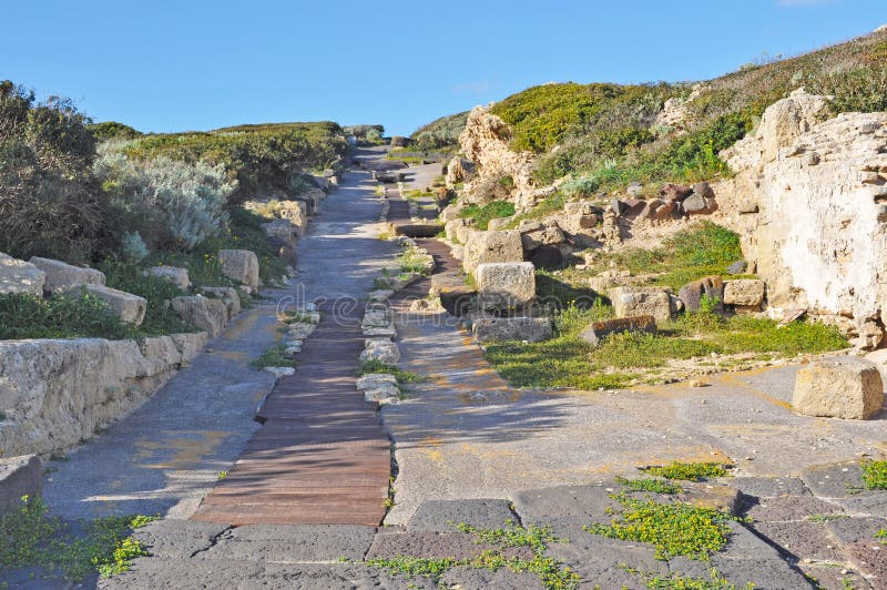 Path in Tharros stock image. Image of seascape, road - 92890427